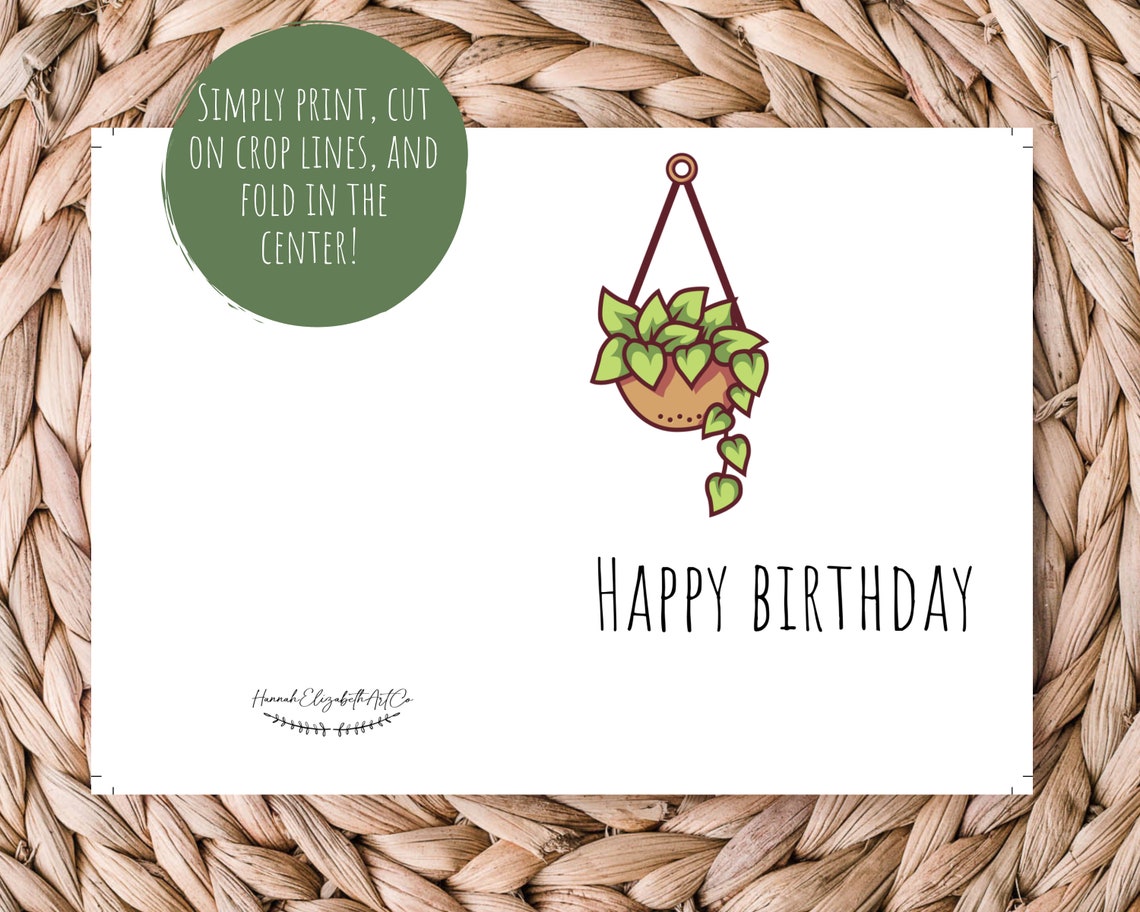 Printable Birthday Card Plant Birthday Card Happy Birthday Card ...