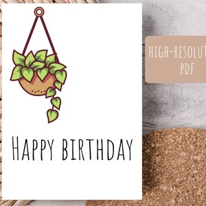 Printable Birthday Card - Plant Birthday Card - Happy Birthday Card ...