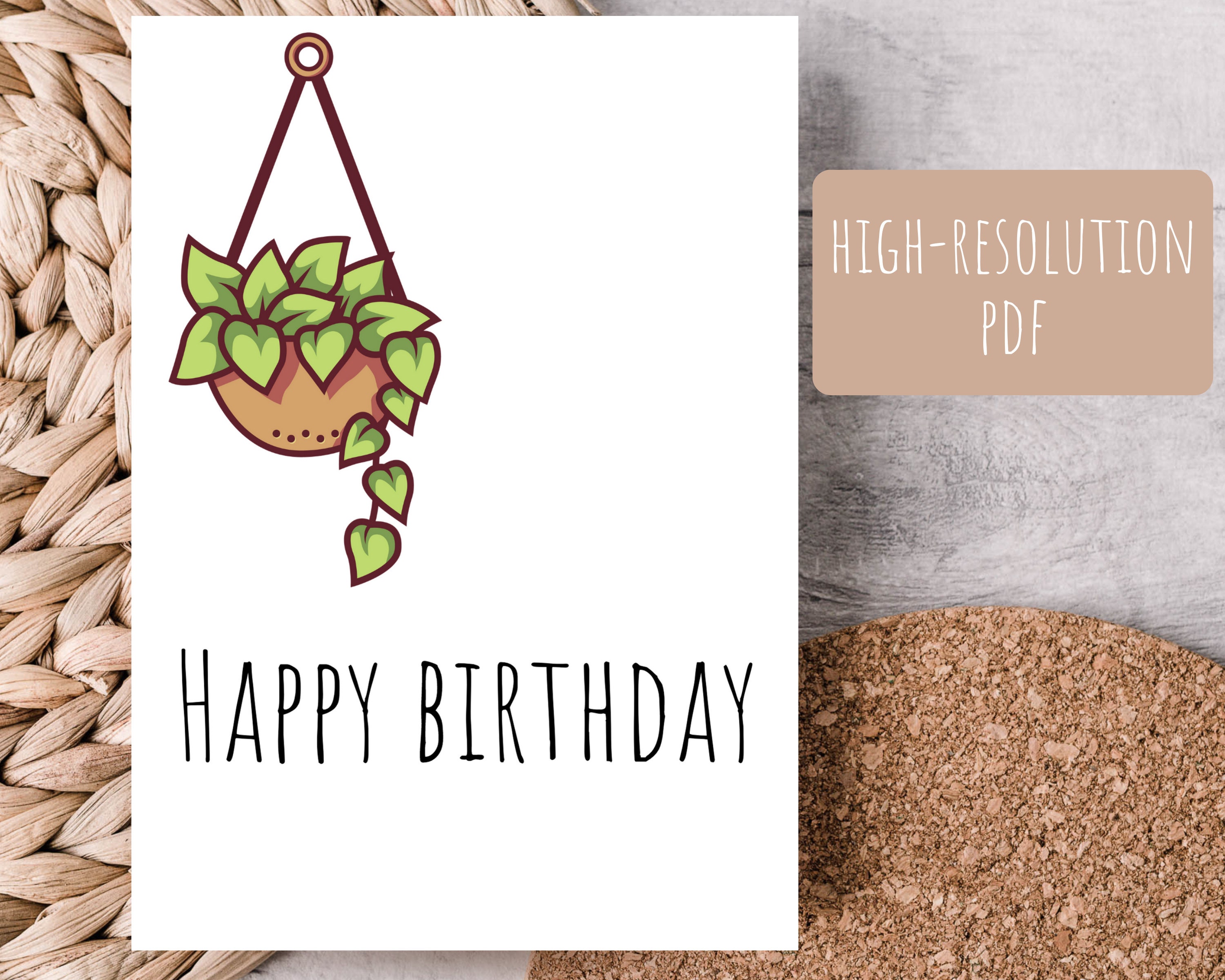 Printable Birthday Card - Plant Birthday Card - Happy Birthday Card ...