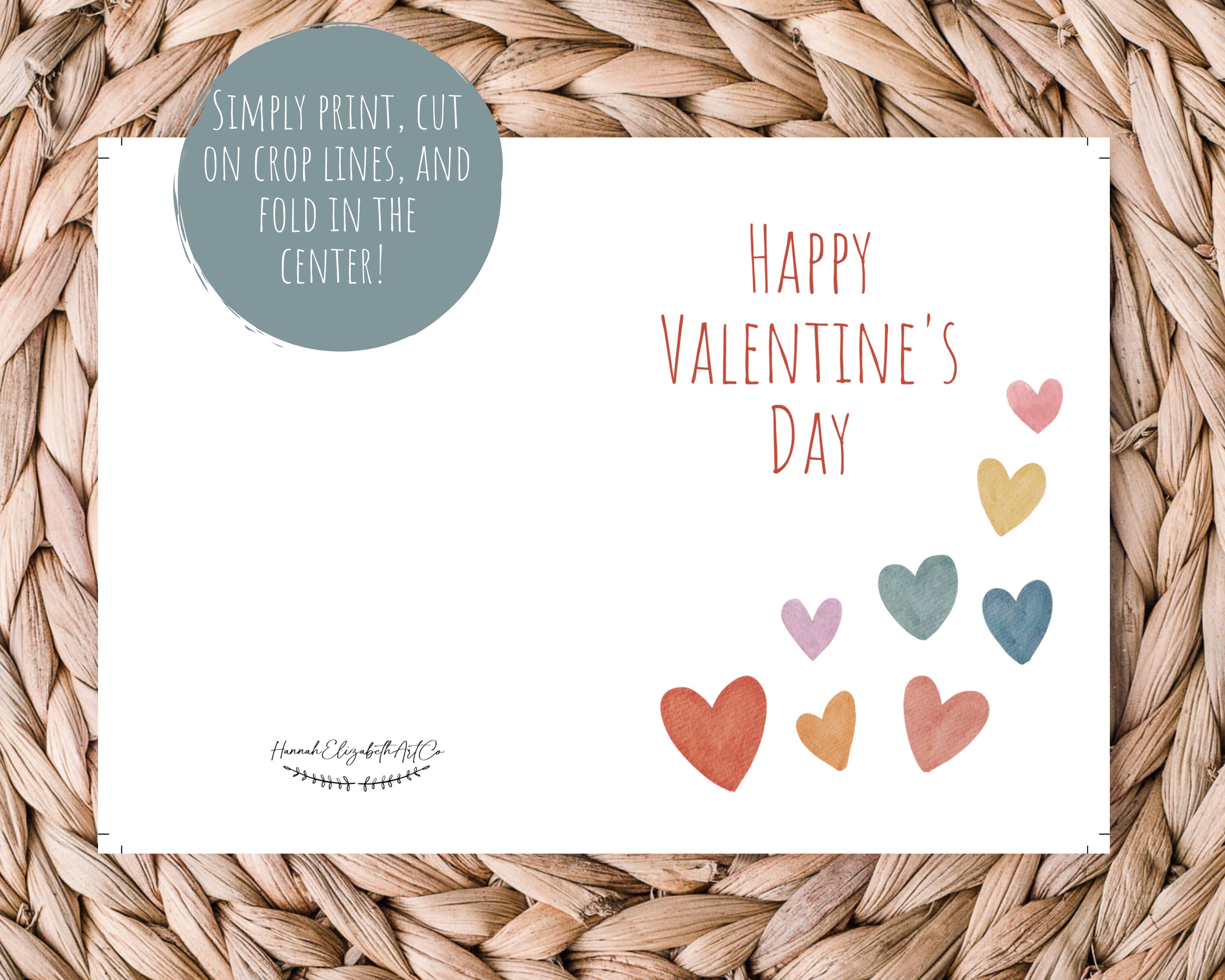 Printable Valentine's Day Card - Printable Rainbow Valentine's Hearts ...