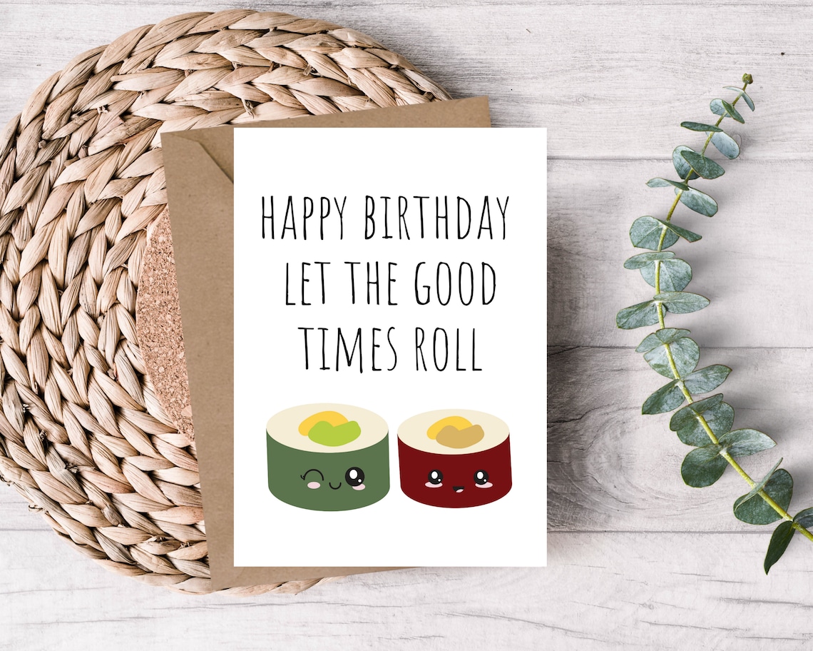 Printable Birthday Card - Sushi Birthday Card - Sushi Pun Card - Funny ...