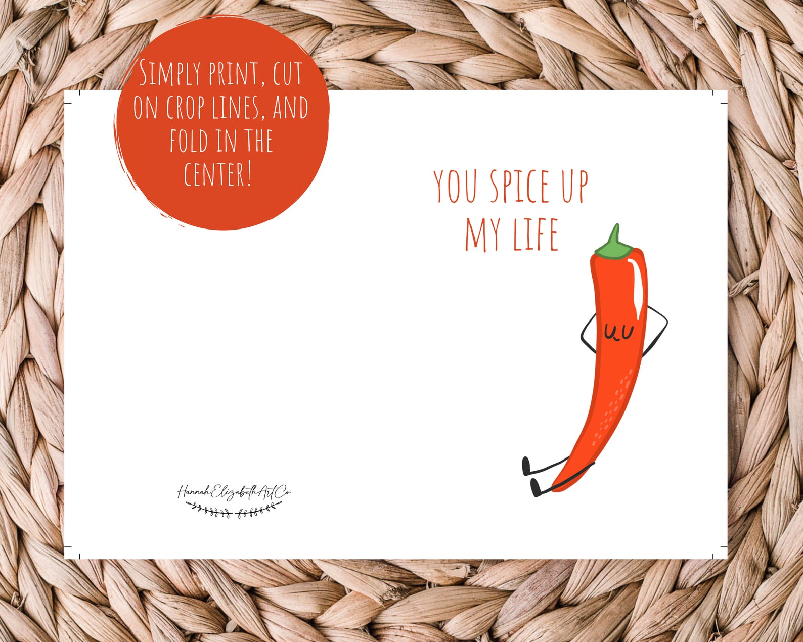Printable Anniversary Card - Spicy Card - You Spice up My Life Card ...