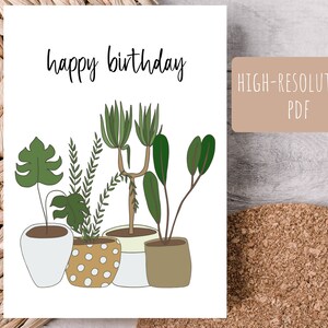 Printable Birthday Card - Plant Birthday Card - Houseplant Birthday ...