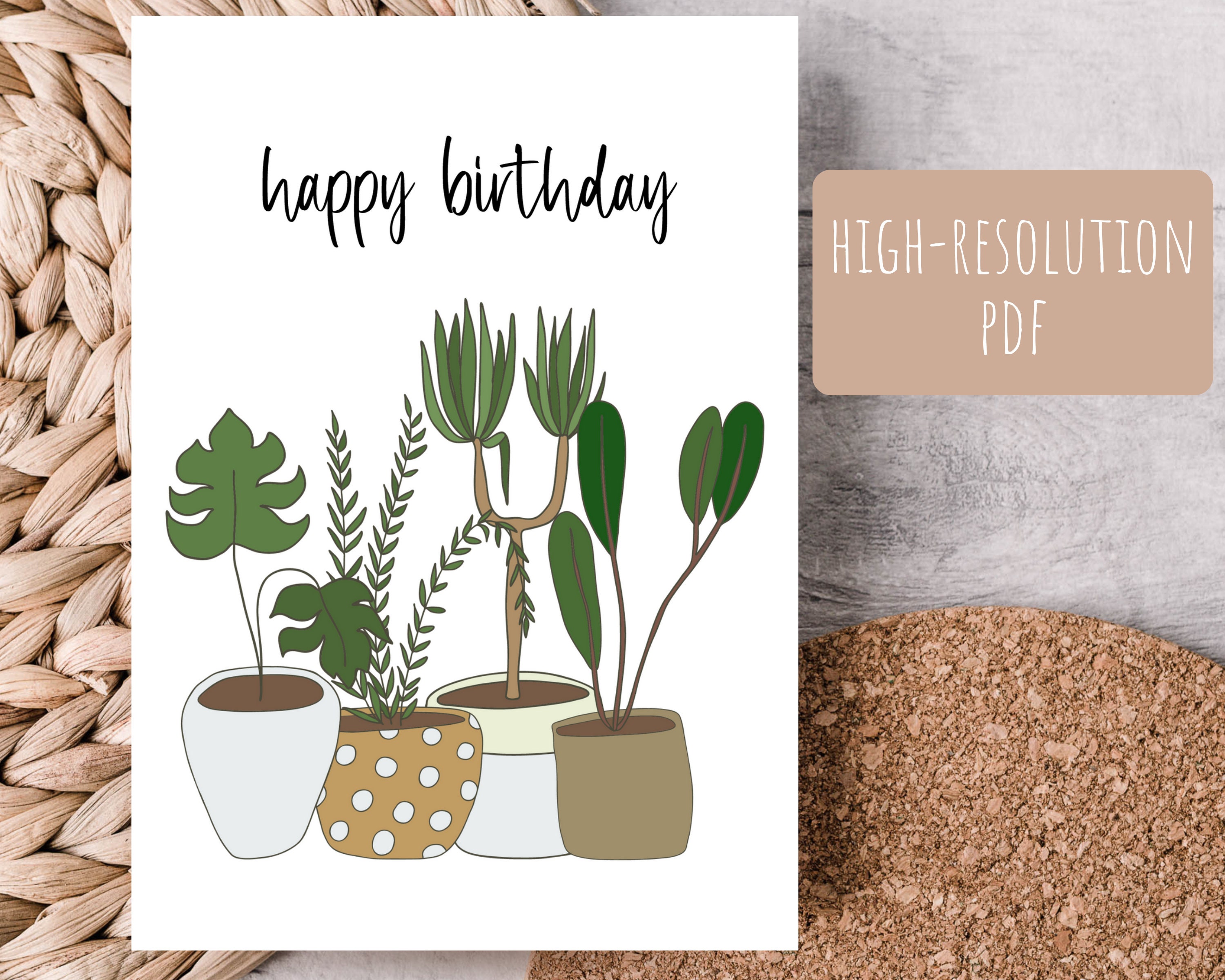 Printable Birthday Card - Plant Birthday Card - Houseplant Birthday ...