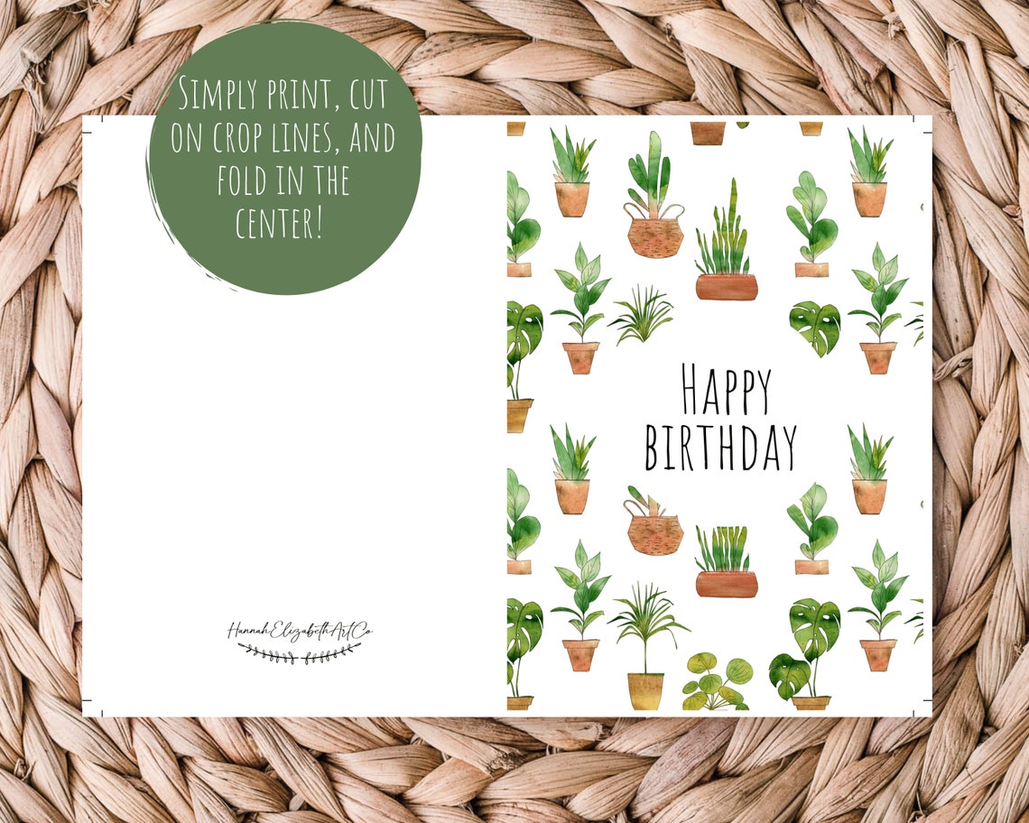Printable Birthday Card Plant Birthday Card Happy Birthday Card ...