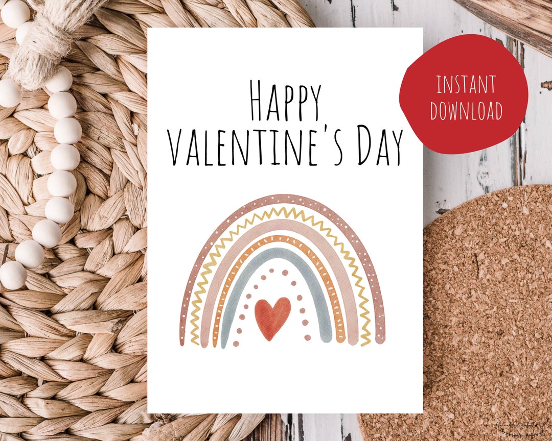 Printable Valentine's Day Card - Printable I Love You Card - Rainbow ...