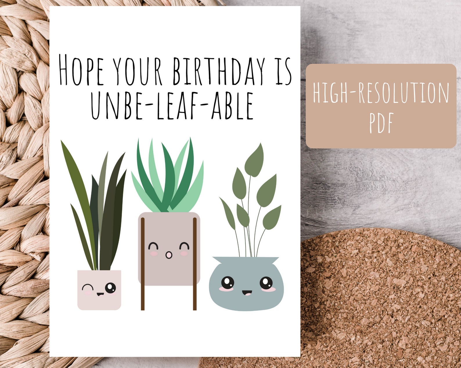 Printable Birthday Card Plant Birthday Card Happy Birthday - Etsy