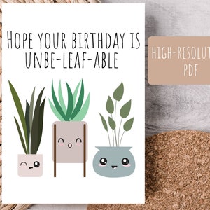 Printable Birthday Card - Plant Birthday Card - Happy Birthday Card ...