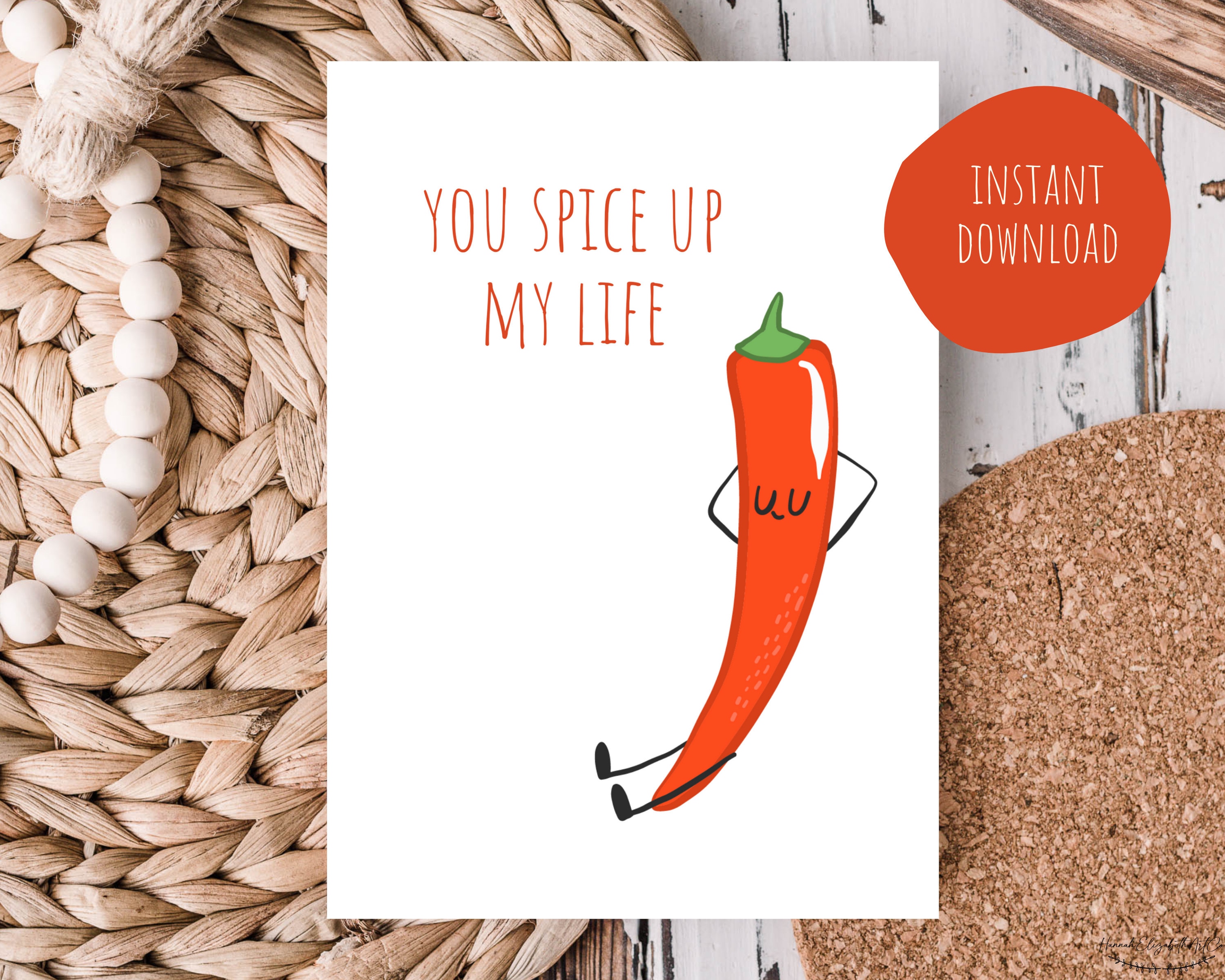 Printable Anniversary Card - Spicy Card - You Spice up My Life Card ...