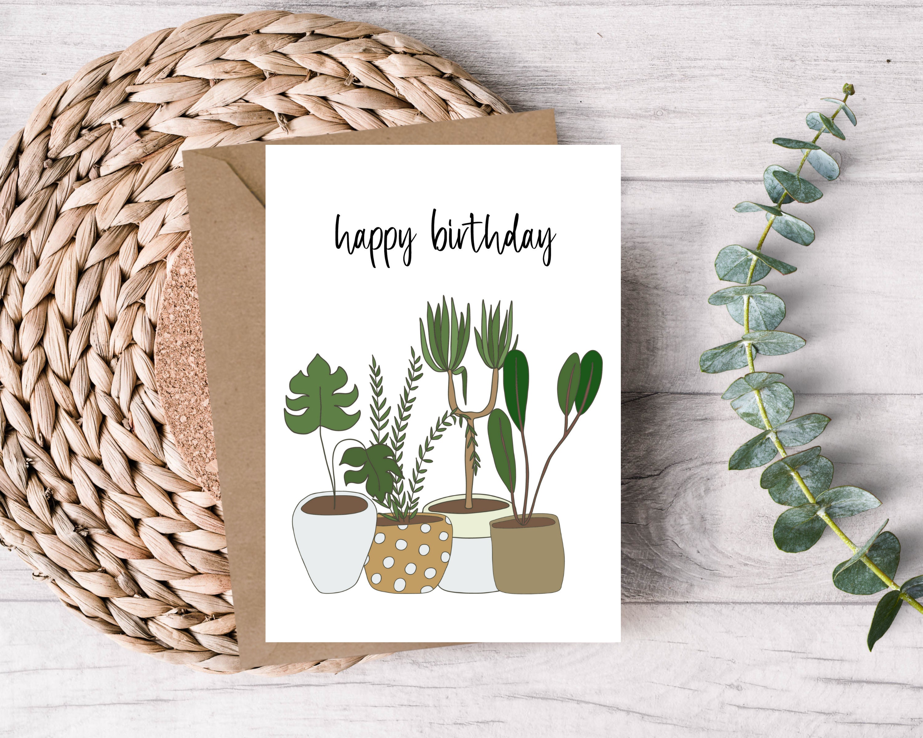 Printable Birthday Card - Plant Birthday Card - Houseplant Birthday ...