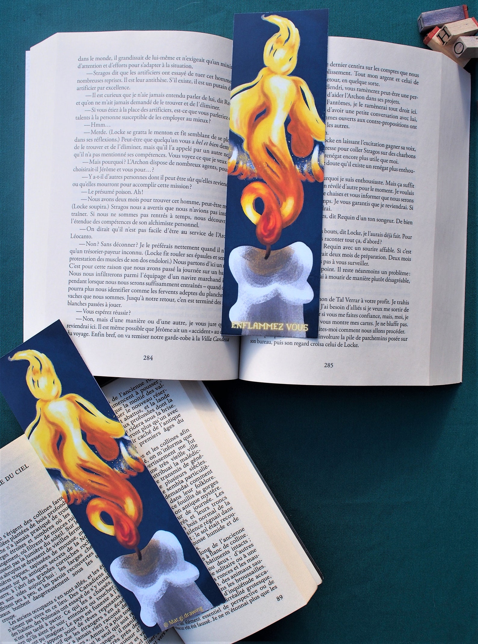Illustrated Bookmark the Flame - Etsy Singapore