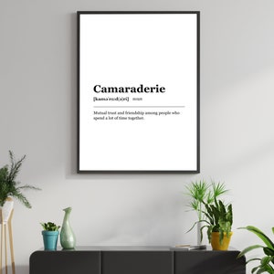 Camaraderie Printable Definition Print Wall Art . Gift - Etsy