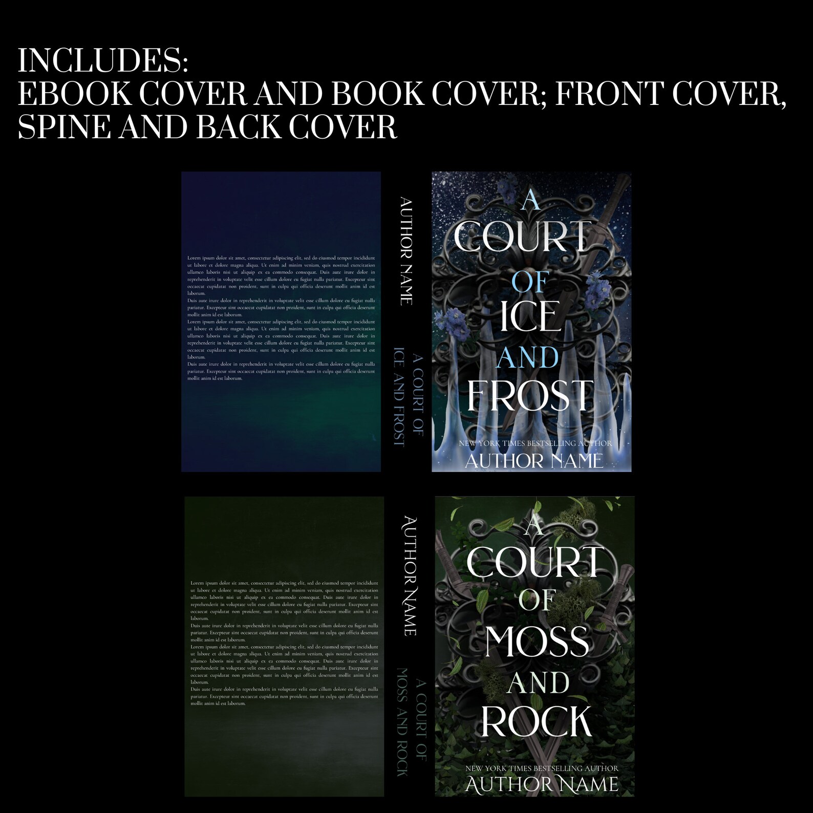 Customisable Book Cover Design Set | Pre-made Fantasy Book and Ebook ...