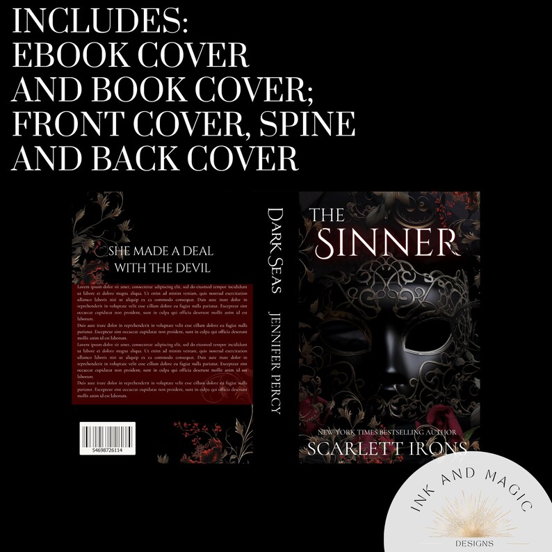 Customisable Book Cover Design | Pre-made Dark Romance Masquerade ...