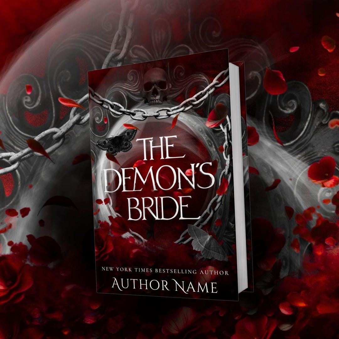 Customisable Book Cover Design | Pre-made Dark Romance Skull Rose ...