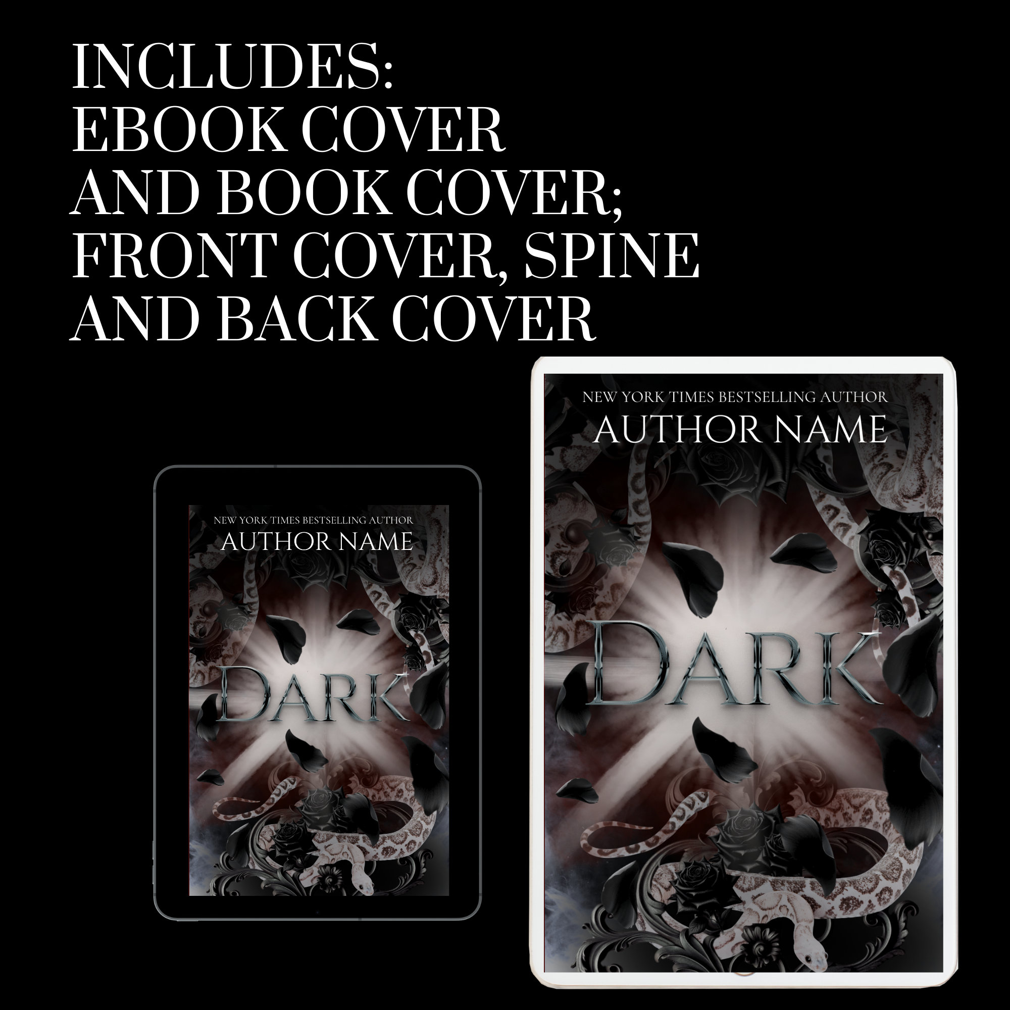 Customisable Book Cover Design | Pre-made Dark Romance Physical Book ...