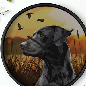 Amazing Black Labrador Wall Clock, Labrador Retriever Clock, Duck ...