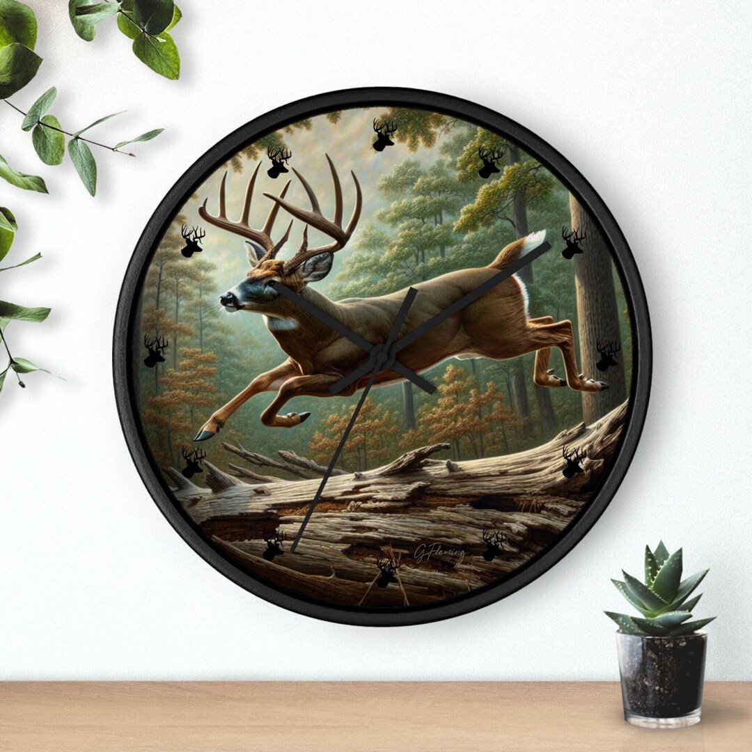 Whitetail Deer Wall Clock for Men, Deer Hunting Clock for Dad, Deer ...