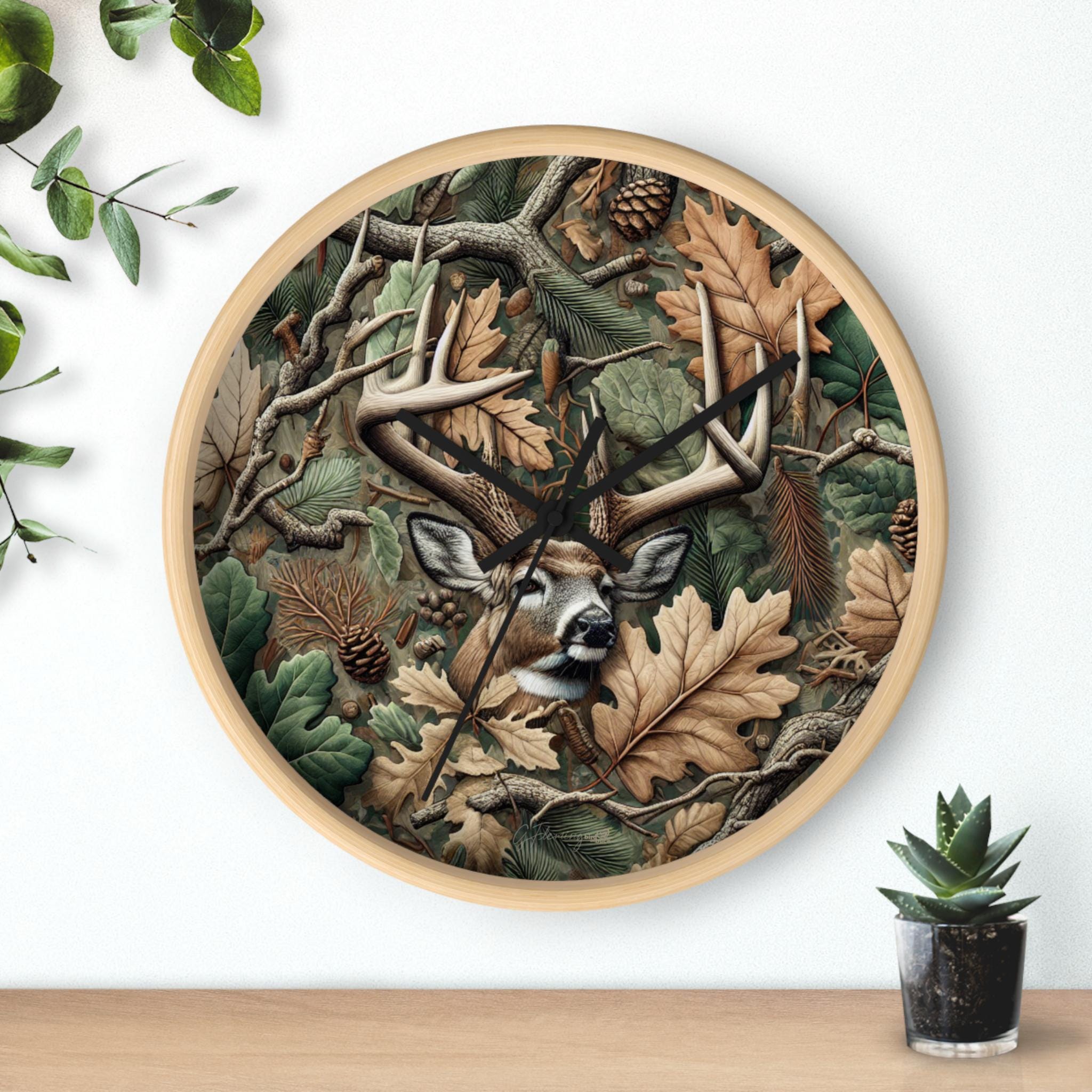 Whitetail Deer Camo Wall Clock for Men, Deer Hunting Clock for Dad ...