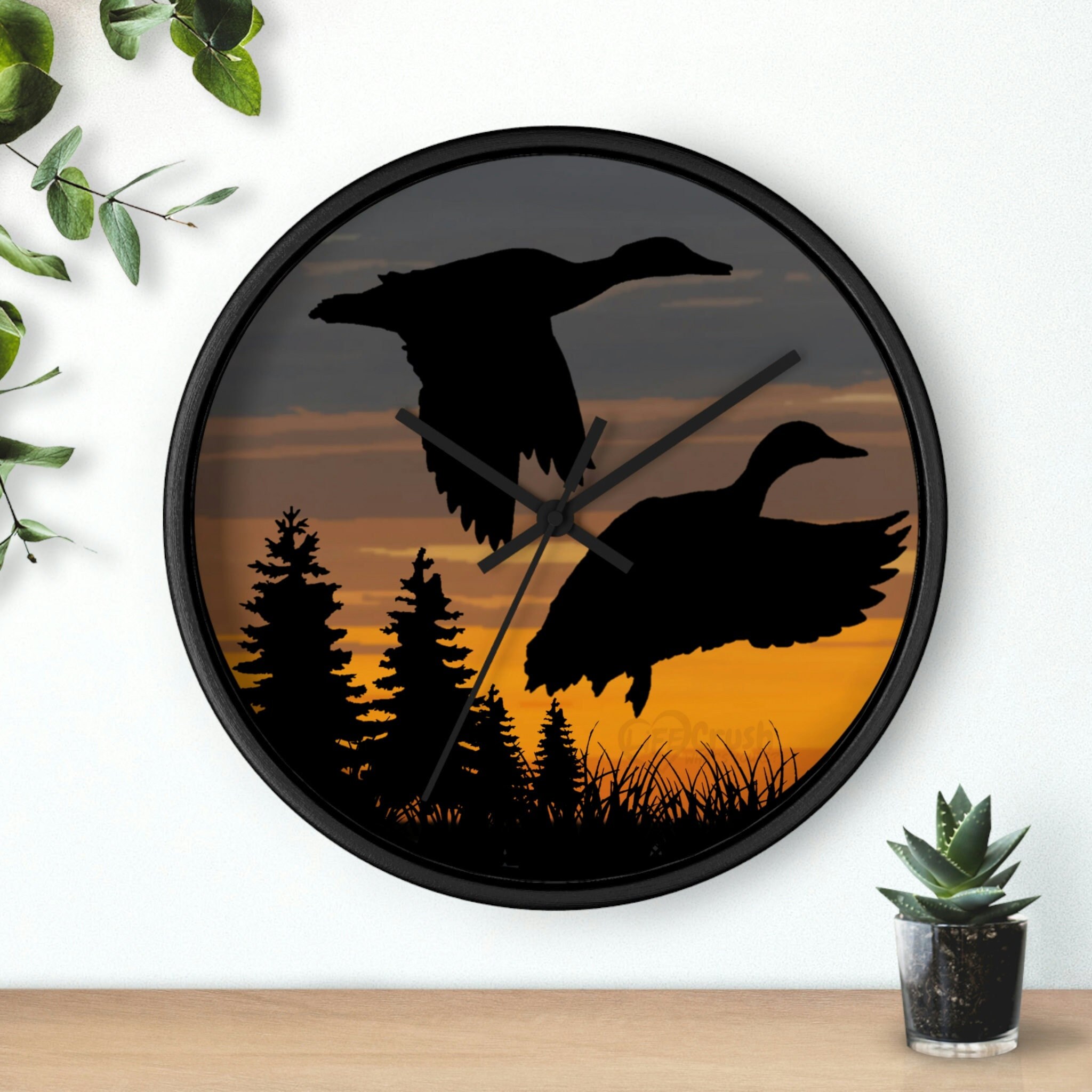 Duck Hunter Wall Clock for Dad, Duck Clock for Men, Flying Mallard Wall ...