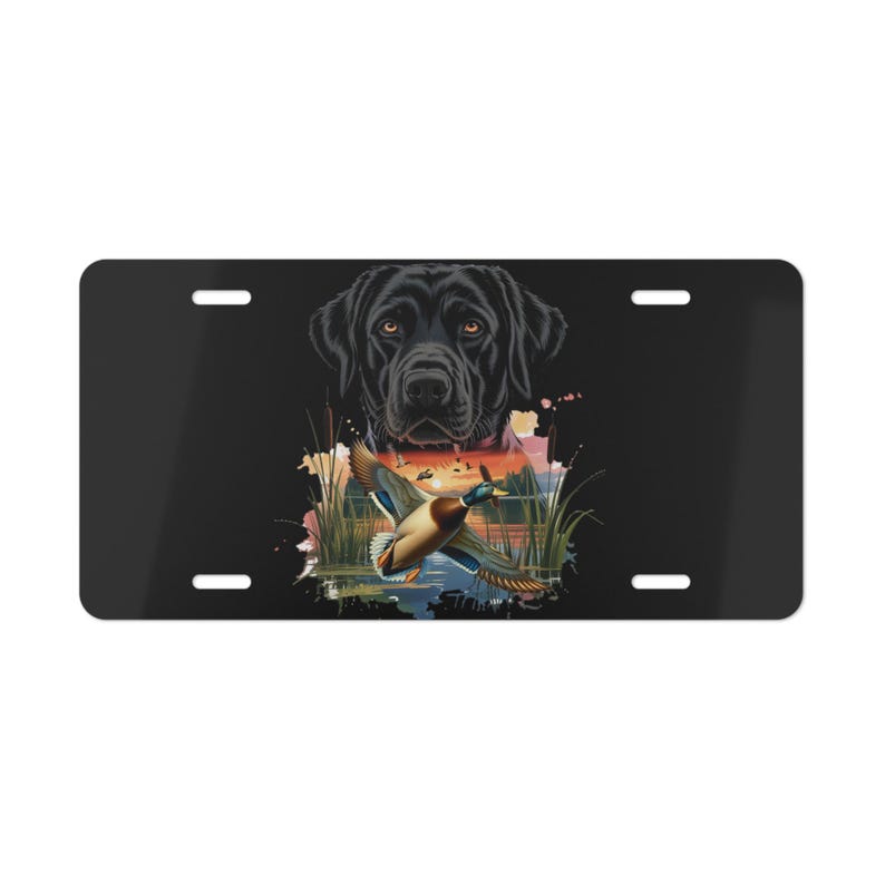Black Labrador License Plate, Flying Mallard License Plate, Duck ...