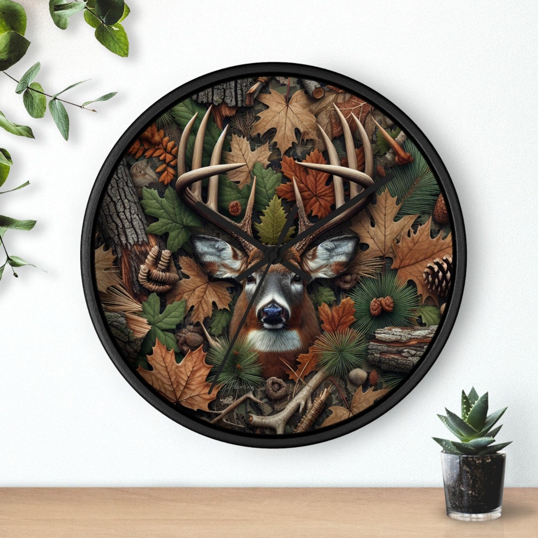 Whitetail Deer Wall Clock for Men, Deer Hunting Clock for Dad, Deer ...