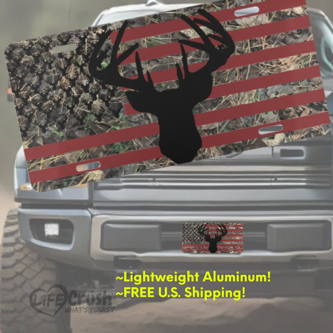 Camo USA Deer Hunting License Tag, Deer Truck Tag, Buck Truck Tag, Deer ...