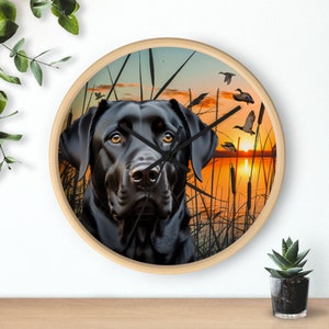 Black Labrador Retriever Wall Clock, Flying Mallard Clock, Duck Hunting ...