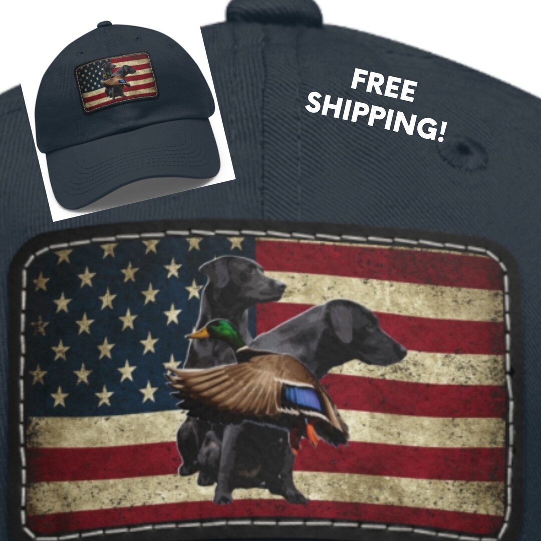 Patriotic Duck Hunting Hat for Men, Flying Mallard Hat, Labrador Dad ...
