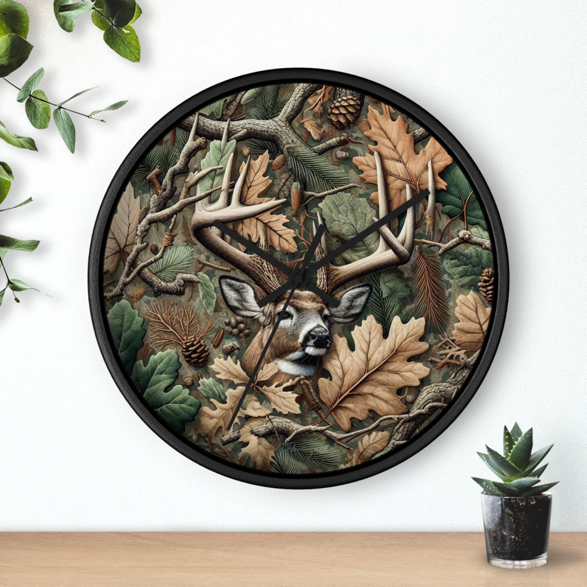 Whitetail Deer Camo Wall Clock for Men, Deer Hunting Clock for Dad ...