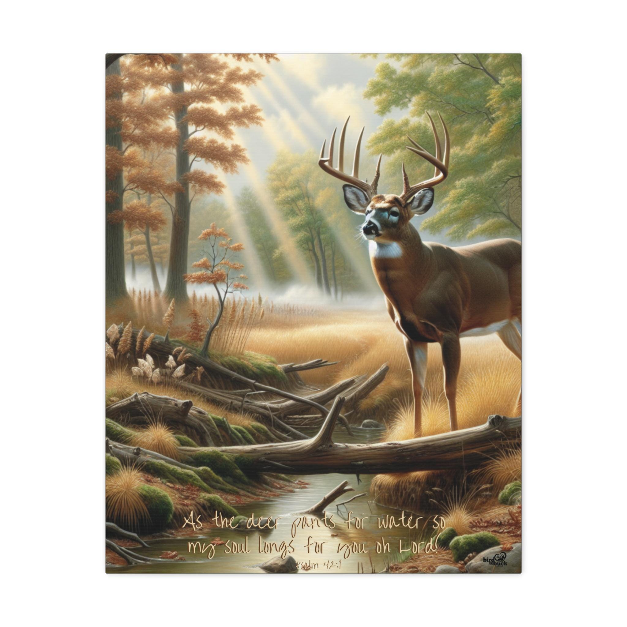 Whitetail Buck Wall Art, Deer Hunter Decor, Psalm 42:1 as Deer Pants ...