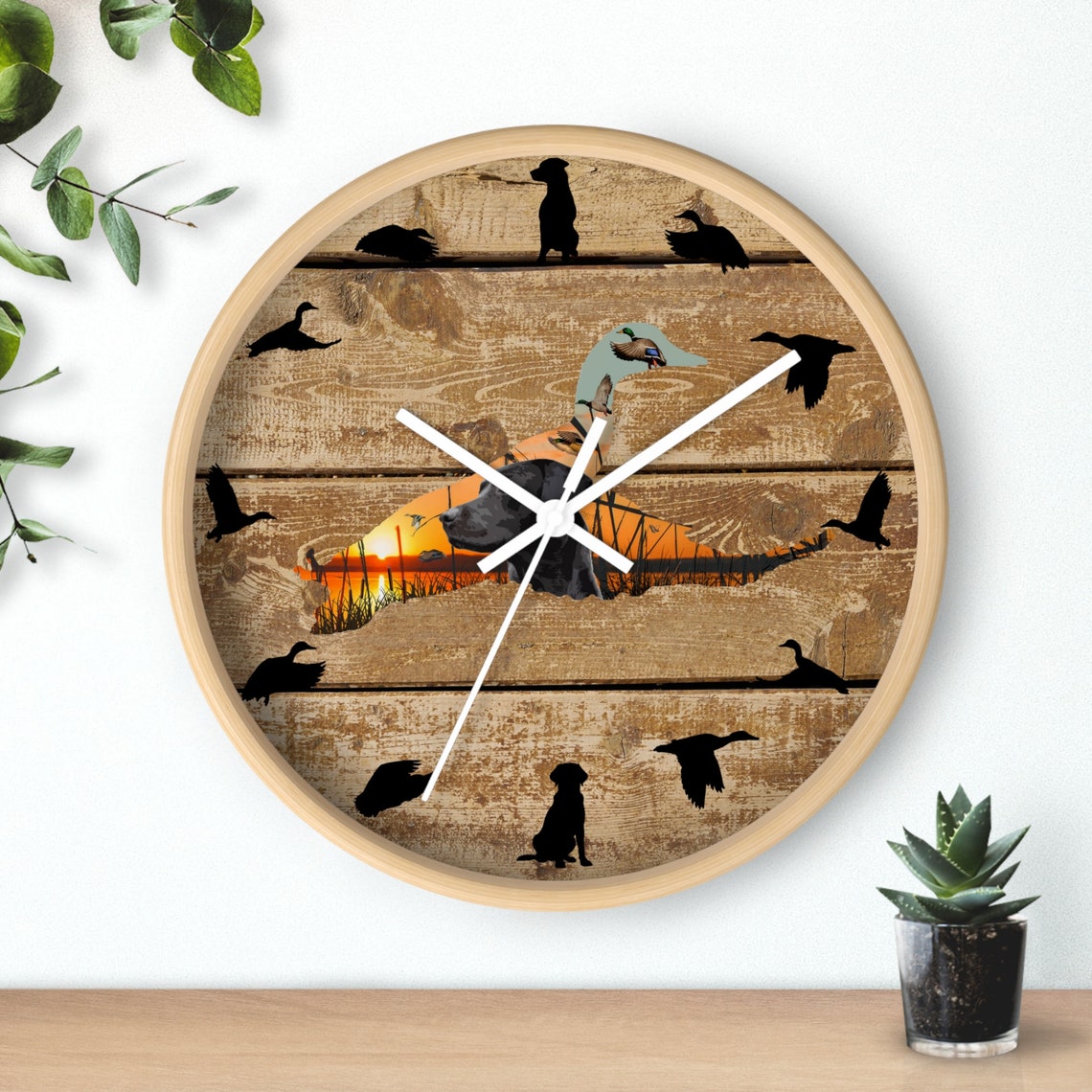 Duck Hunting Wall Clock, Duck Hunting Gifts Men, Flying Mallard Decor ...
