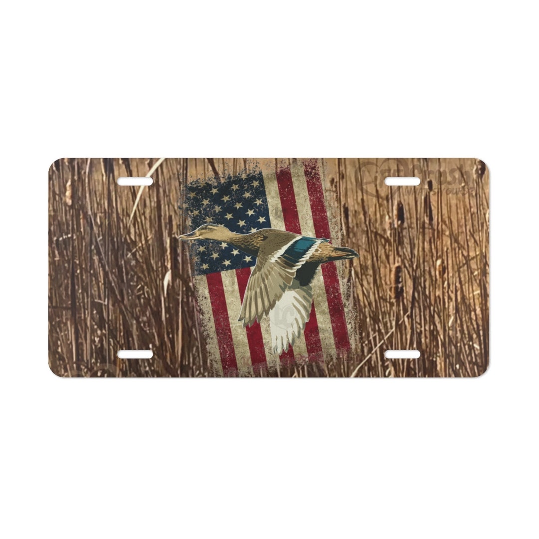 Patriotic Flying Mallard License Plate, Duck Hunting License Plate ...