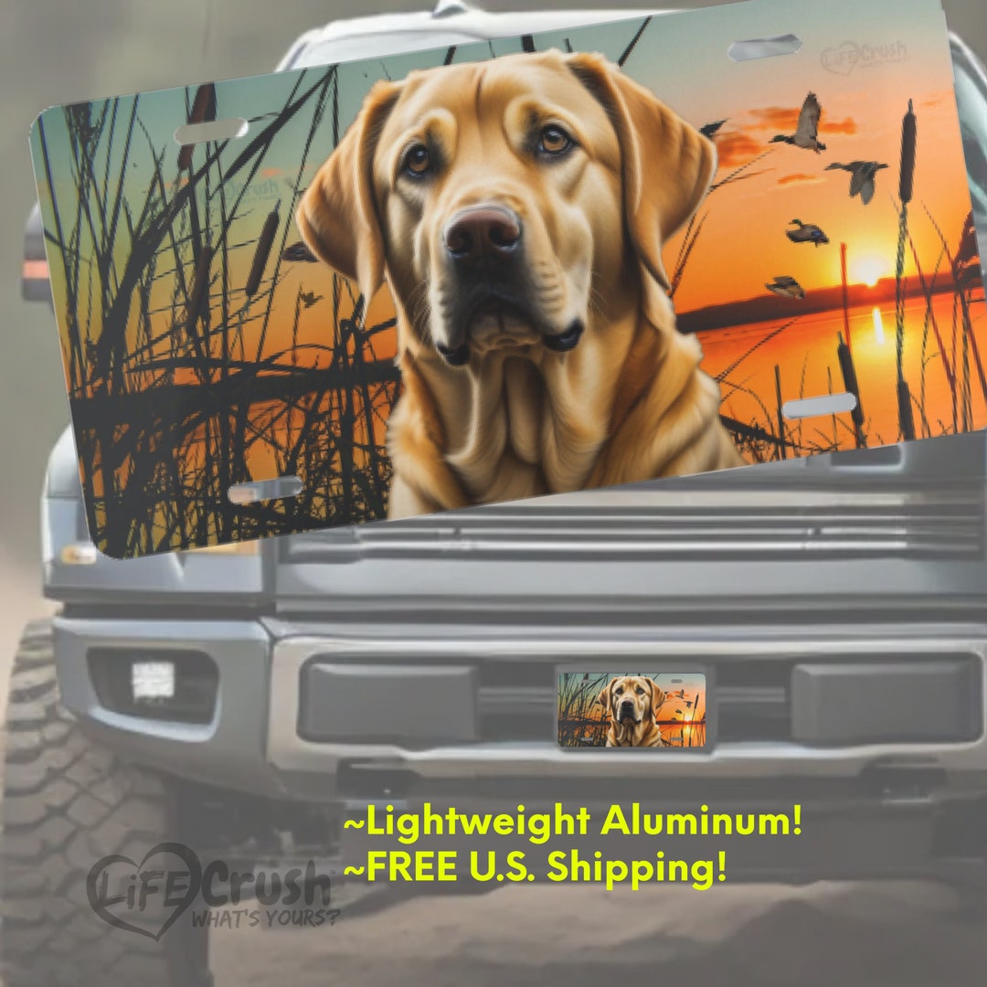 Yellow Labrador Car Tag, Duck Hunting License Plate, Duck Hunter Car ...