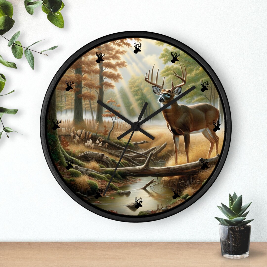 Whitetail Deer Wall Clock for Men, Deer Hunting Clock for Dad, Deer ...
