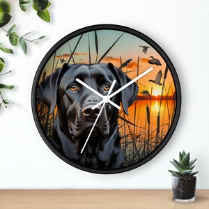 Black Labrador Retriever Wall Clock, Flying Mallard Clock, Duck Hunting ...