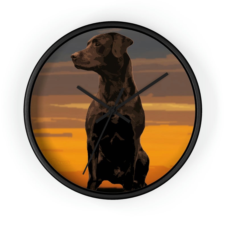 Amazing Chocolate Labrador Wall Clock, Sunrise Labrador Clock, Labrador ...