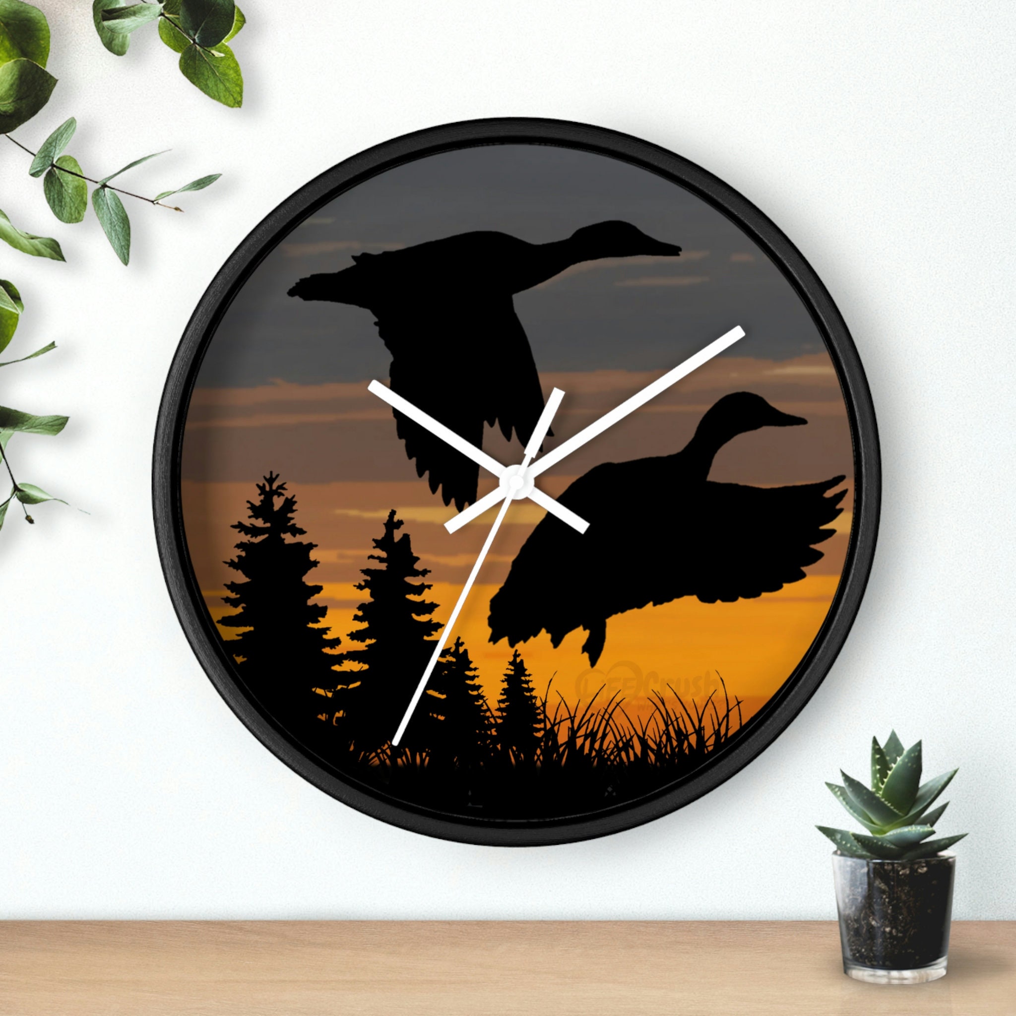 Duck Hunter Wall Clock for Dad, Duck Clock for Men, Flying Mallard Wall ...