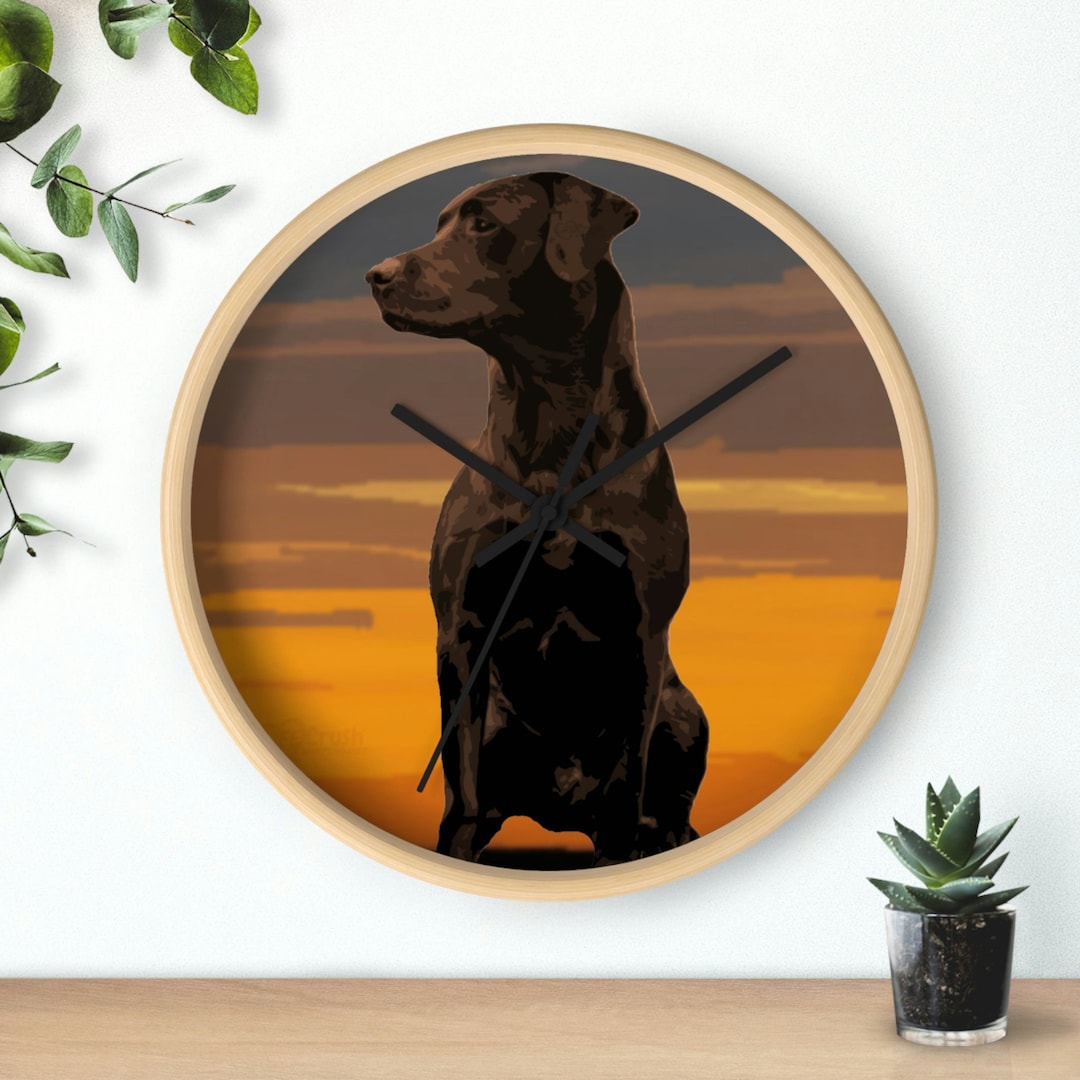 Amazing Chocolate Labrador Wall Clock, Sunrise Labrador Clock, Labrador ...