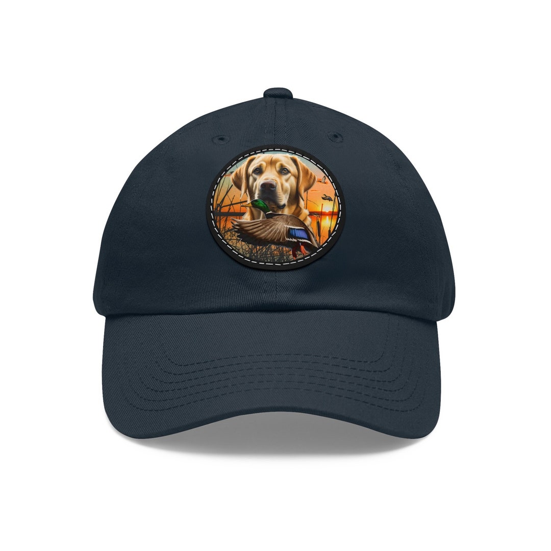 Yellow Labrador Retriever Gifts, Duck Hunting Leather Patch Hat, Flying ...