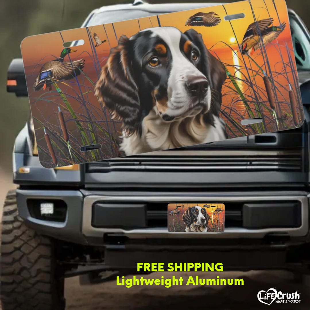 English Springer Spaniel License Plate, Duck Hunting Gifts, Springer ...