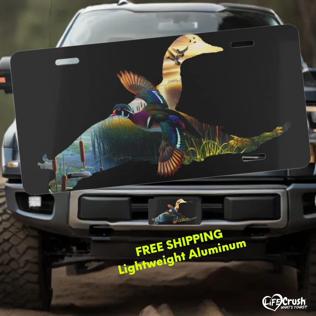 Flying Mallard and Wood Duck Hunting License Tag, Duck Hunting Gifts ...