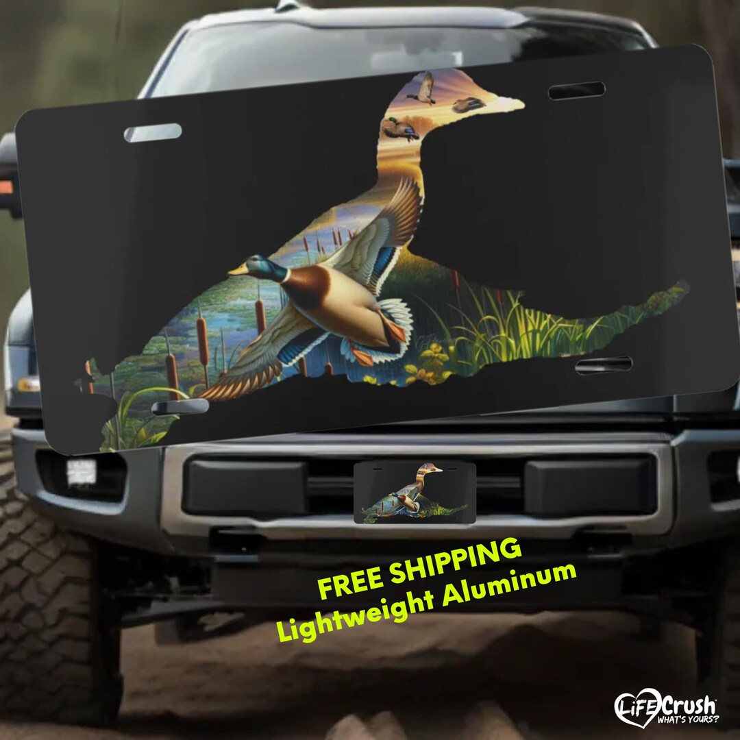 Duck Hunting License Tag, Duck Hunting Gifts, Flying Mallard Truck Tag ...