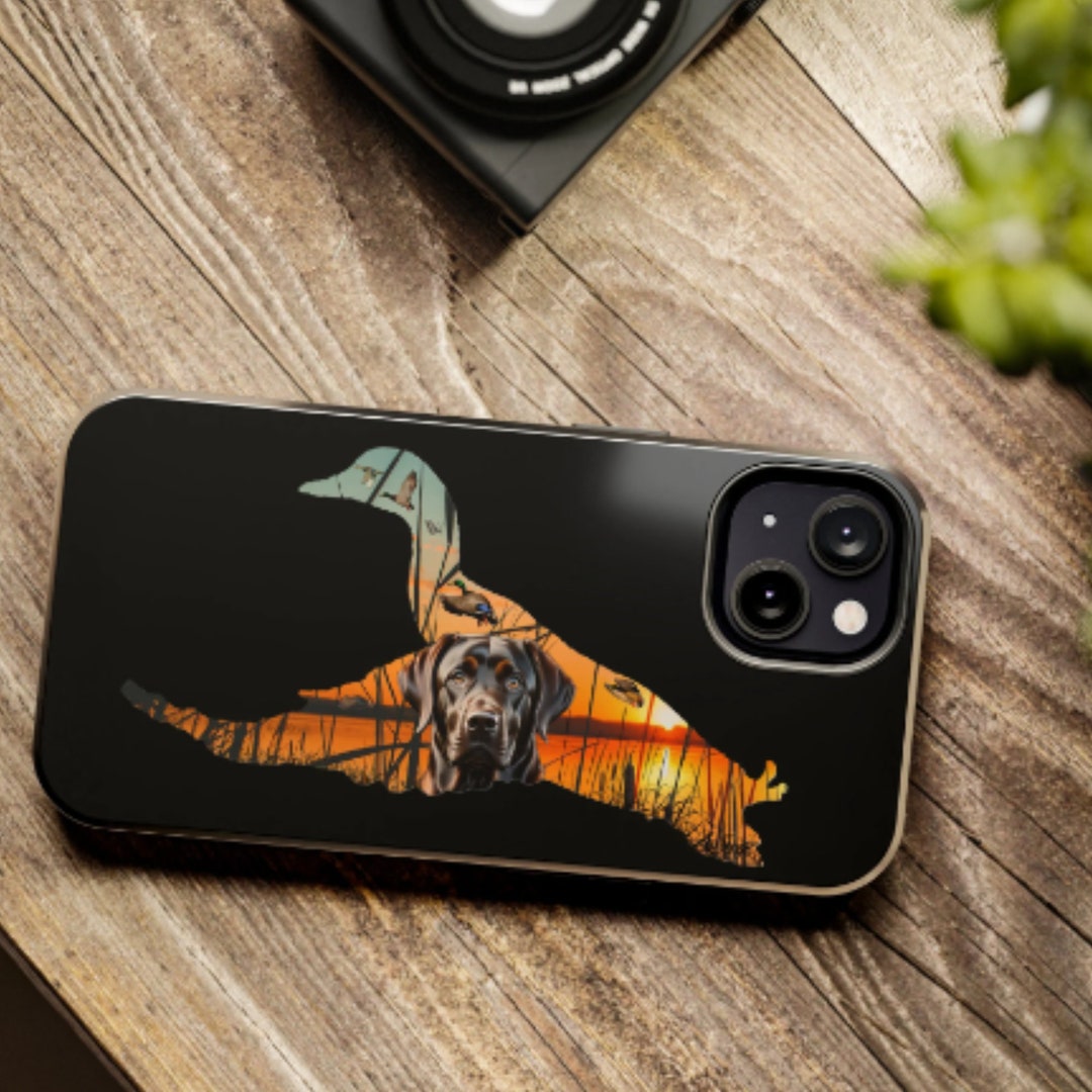 Flying Mallard iPhone Tough Case, Chocolate Labrador Duck Hunting ...