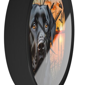 Black Labrador Retriever Wall Clock, Flying Mallard Clock, Duck Hunting ...