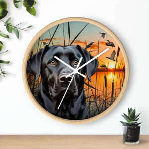 Black Labrador Retriever Wall Clock, Flying Mallard Clock, Duck Hunting ...