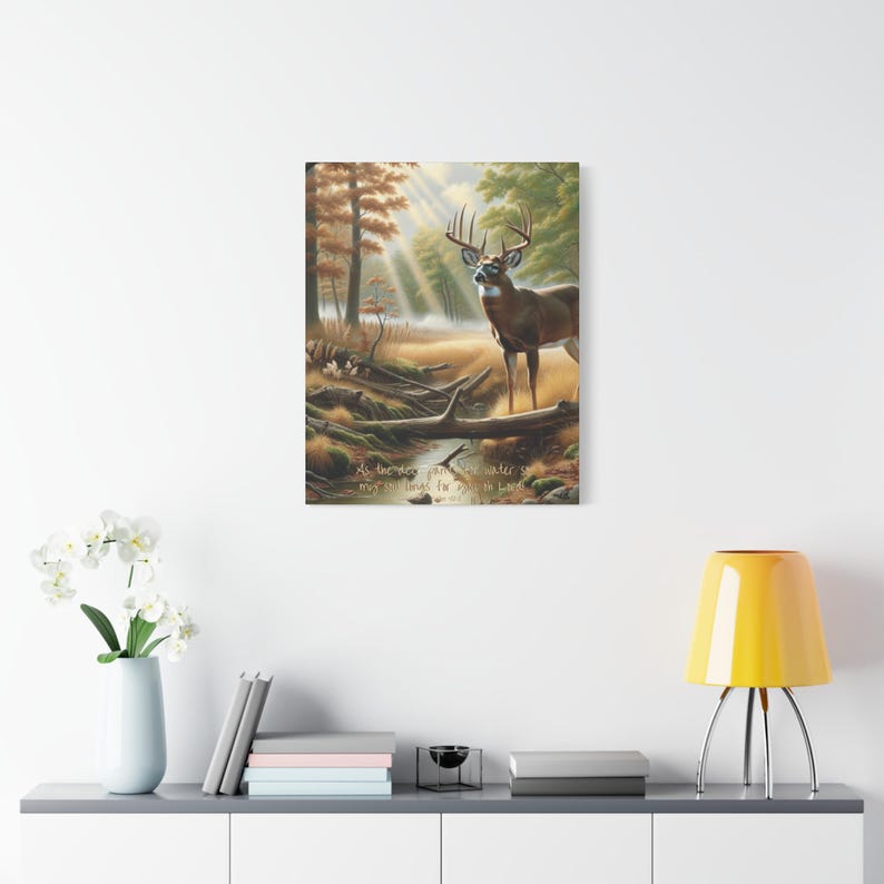 Whitetail Buck Wall Art, Deer Hunter Decor, Psalm 42:1 as Deer Pants ...