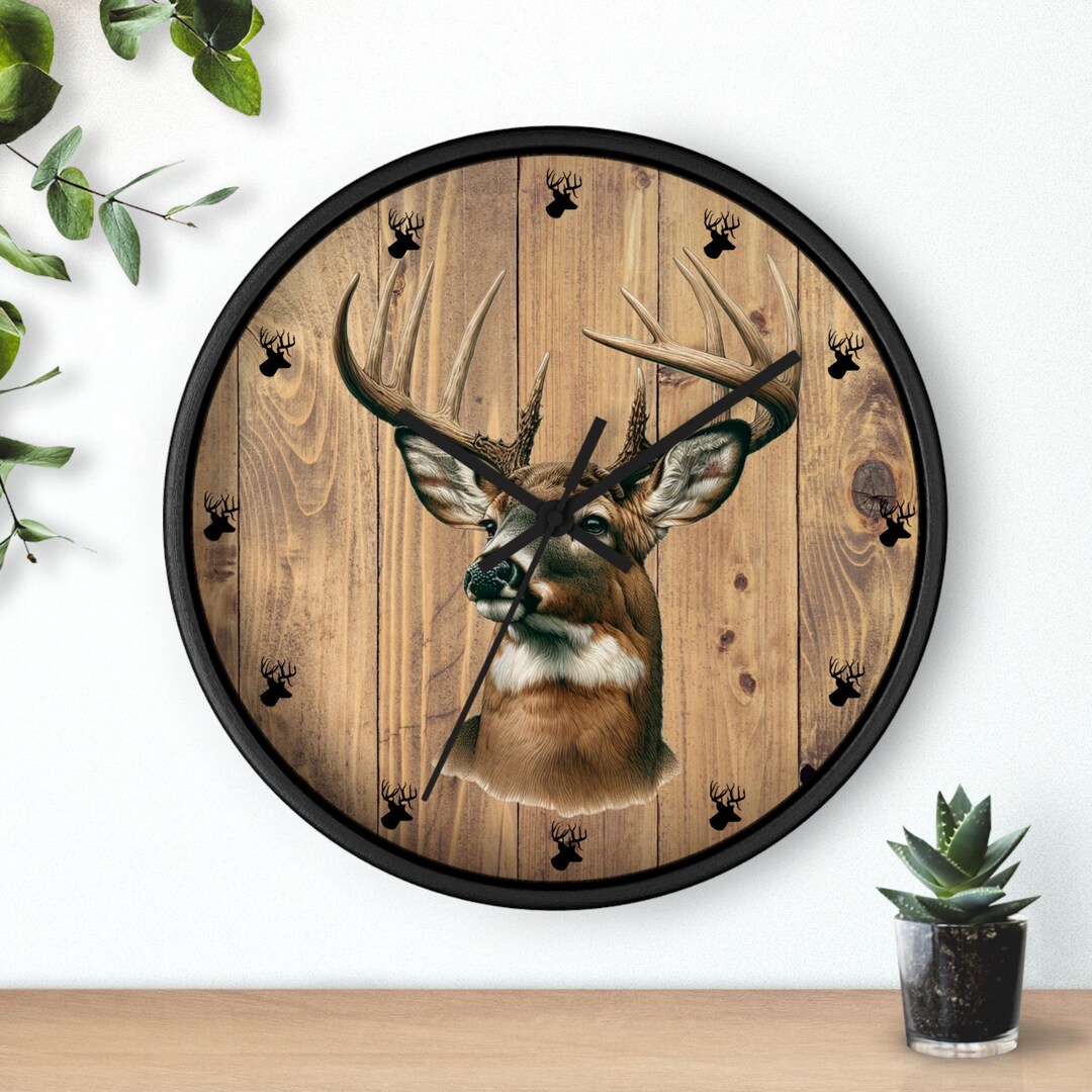 Whitetail Buck Wall Clock, Whitetail Deer Wall Decor, Deer Hunting ...