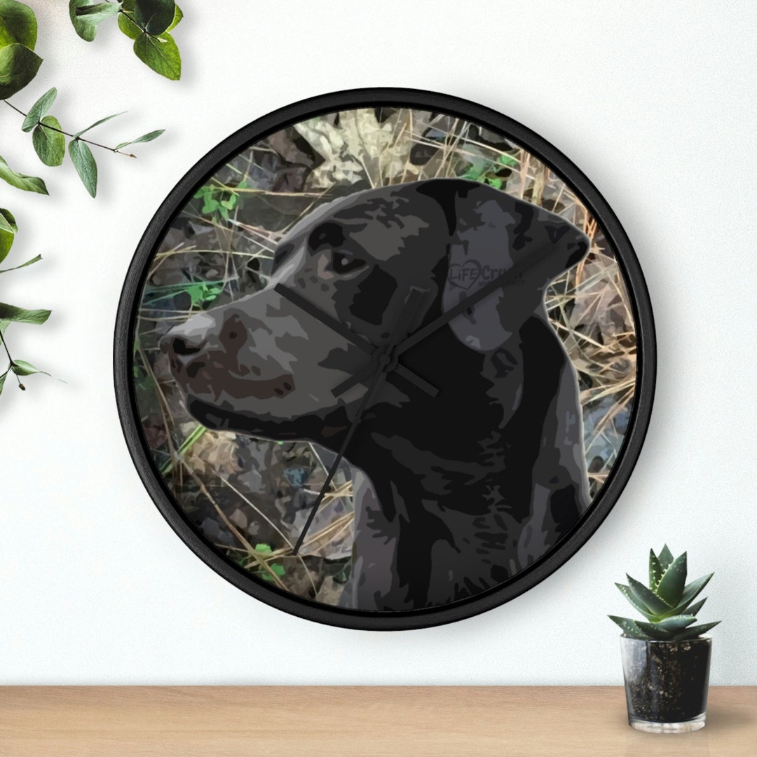Amazing Black Labrador Wall Clock, Labrador Retriever Clock, Camouflage ...