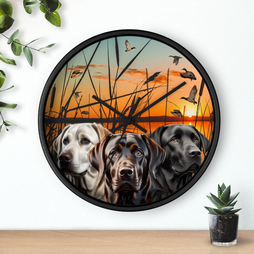 Labrador Retriever Wall Clock, Flying Mallard Clock, Duck Hunting Wall ...